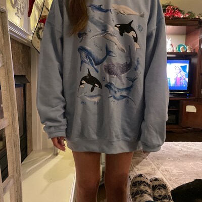 Watercolor Whale Sweater Trendy Ocean Crewneck Aesthetic Whales Crew ...
