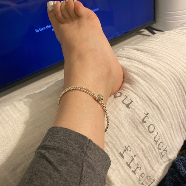 925 Sterling Silver Stretch Large Heart Anklet, Sterling Silver Anklet ...