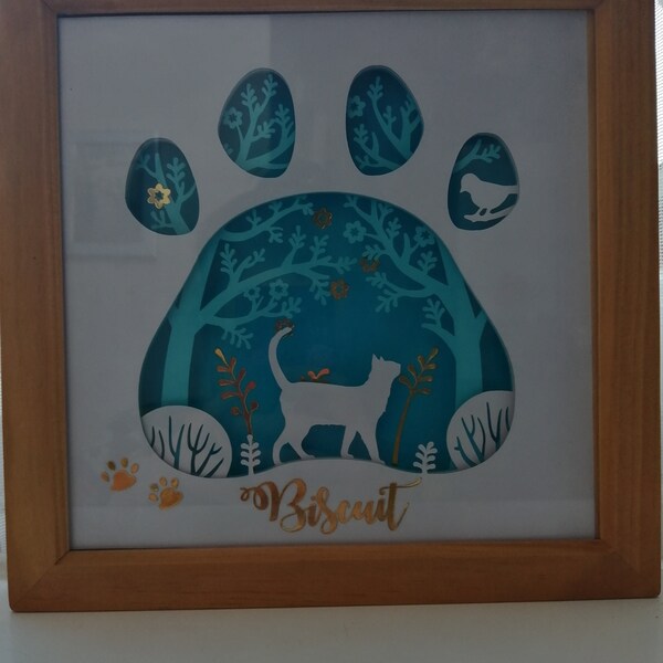Cat Paw Shadow Box SVG, 3d Papercut SVG, Layered Paper Art Template ...