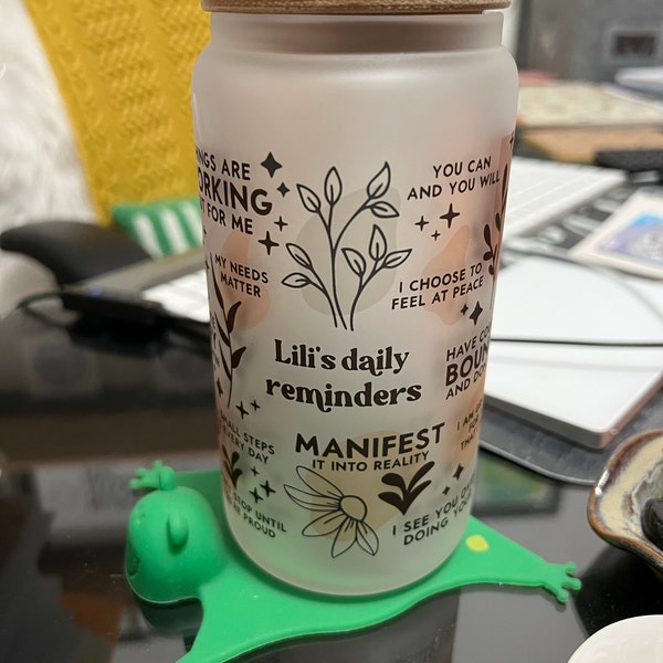 Custom Name Daily Reminders Glass Tumbler Mental Health Tumbler Daily ...