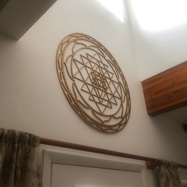 Sri Yantra Wall Art, Gold Wall Art Large, Sacred Geometry Art, Yoga ...
