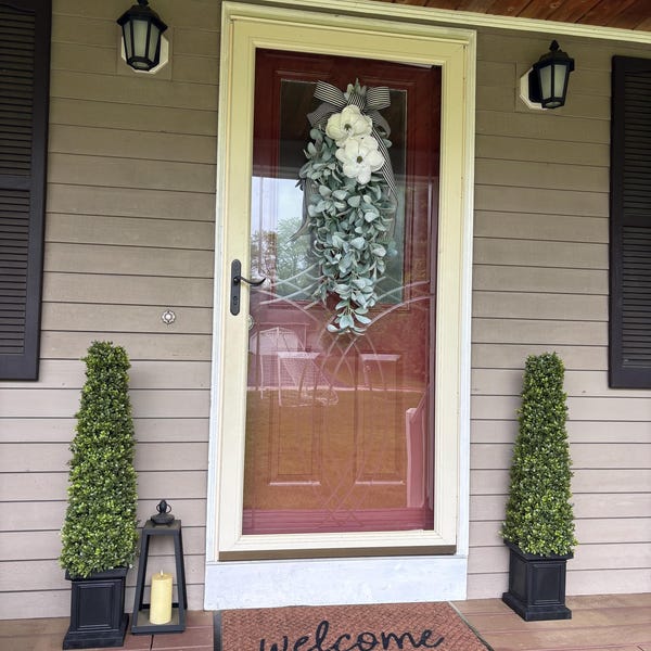 Shell & Lamb's Ear Beach Swag; Beach Swag; Beach Decoration; Lambs Ear ...