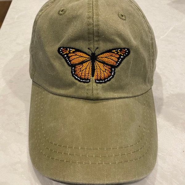 Monarch Butterfly Embroidered Hat, Baseball Cap, Sun Cap, Garden Cap ...
