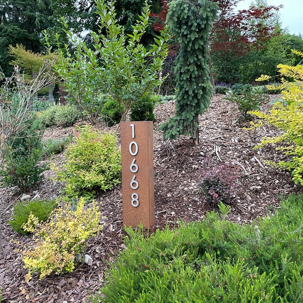 House Address Number Plaque Vertical Steel Corten Home Address - Etsy
