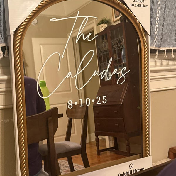 Custom Wedding Mirror Decal for Personalized Wedding Decor Last Name ...