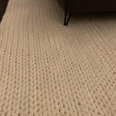 The Indoor Store Hand-knitted Chunky Wool Area Rug Textured - Etsy