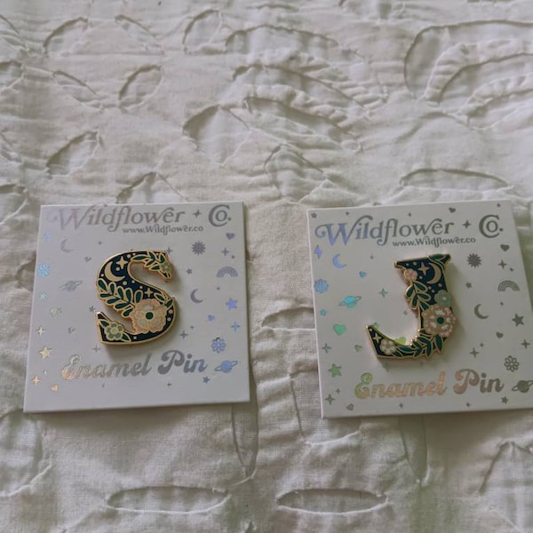 Botanical Letter Enamel Pin - Personalize With Your Initial or Monogram ...