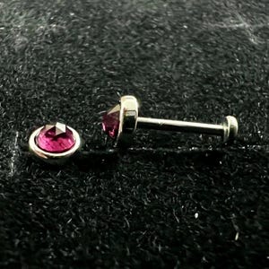 14K Gold Moss Agate Earring Threadless Push Pin Stud Dainty Fan Shape ...