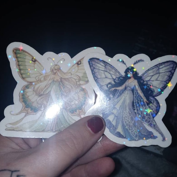 Earth & Moon Moth Fairy Sticker Pack - Holograpic Fairy Sticker Set ...