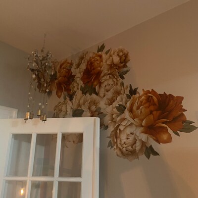 Peonies Wall Decals Large Peony Flower Wall Stickers Floral Wallpaper ...