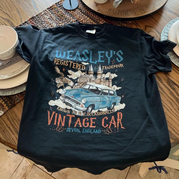Wizard Flying Car Comfort Colors Shirt, Vintage Style Weasley Car Tee ...