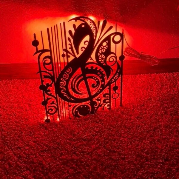 Music Notes Metal Sign Wall Art With Led Lights, Music Time, Wall ...