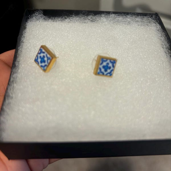 Atrio Tile Ring Portugal Gold Blue Tiles Stainless STEEL Portuguese ...