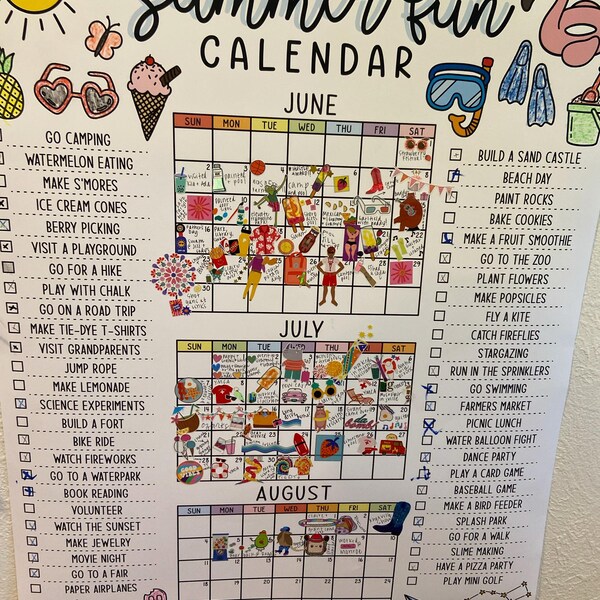 Editable Summer Calendar Poster Printables Summer Fun Bucket List ...