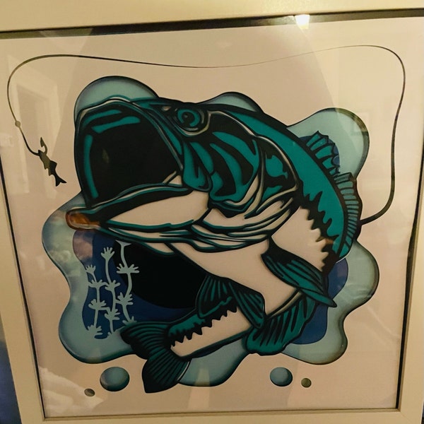 3d Fishing Svg - Shadow Box Svg, Fish Svg - Etsy