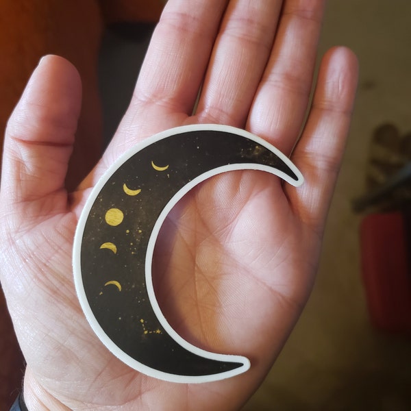 Crescent Moon Vinyl Sticker | Golden Moons - Etsy
