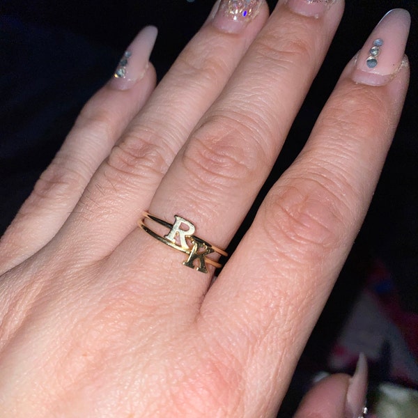 Gold Letter Ring / 14K Solid Gold / Letter Ring / Initial Gold Ring ...