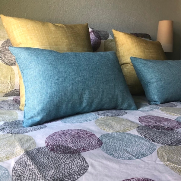Aqua Blue Cosmo Linen Decorative Throw Pillow Cover / Pillow Case ...