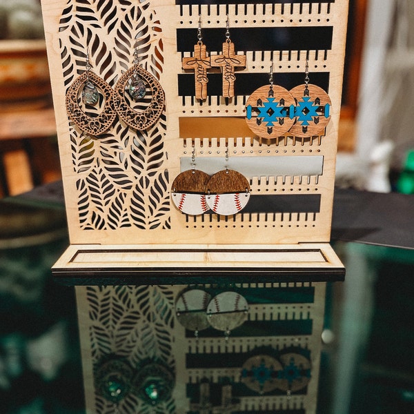 SVG Earring Stand With Ring Tray Laser Cut File for Glowforge | Stud ...