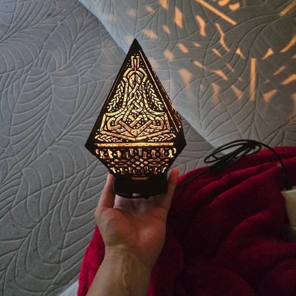 Viking Shadow Lantern – Norse Thor Hammer Mjolnir Pegan Night Light - Etsy