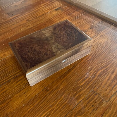 Hand Crafted Cherry and Carpathian Elm Burl Box. Dimensions Are 11 1/4 ...