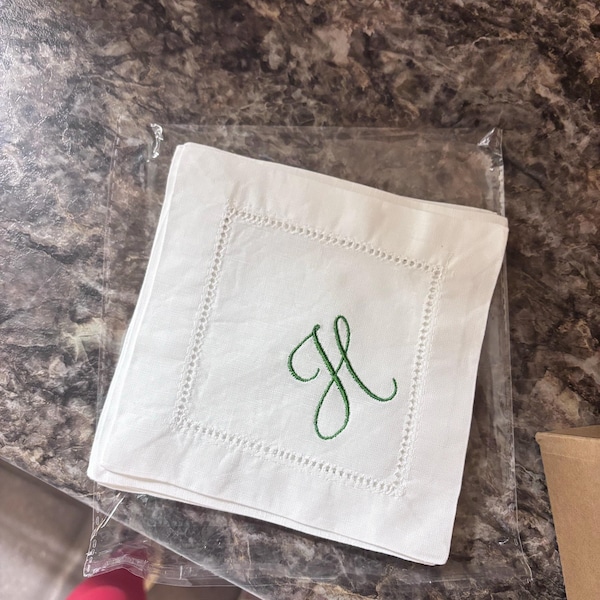 Monogrammed Beige Cloth Napkins: Personalized Embroidered Dinner ...
