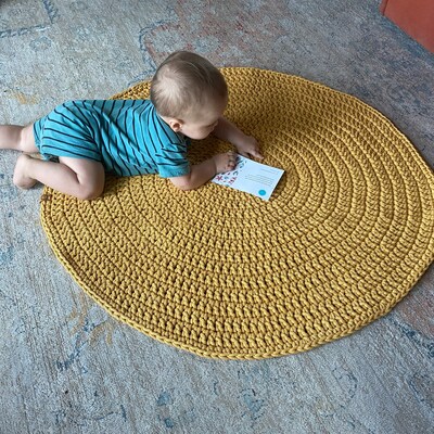 Mustard Yellow Rug Round Yellow Rug Crochet Carpet Round - Etsy Canada