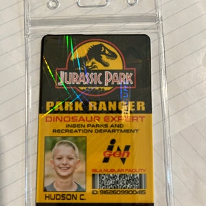 Jurassic Park Ranger ID Badge customize With Your FACE or NAME ...