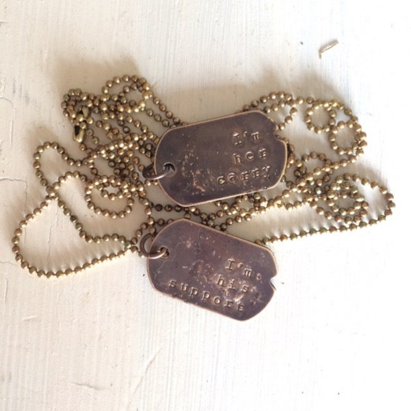 Rustic Dog Tag Necklace, Vintage Style Dogtag Necklace, Personalized ...