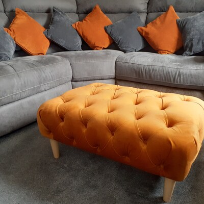 Burnt Orange Velvet Footstool 80x50x35 High,hand Made to Order,other ...