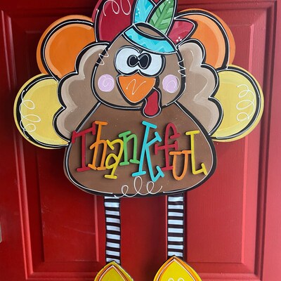 Thanksgiving Door Hanger Fall Door Hanger Turkey Door - Etsy