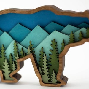 Layered Wolf Art 3D Wall Art Mountains and Trees Outdoor - Etsy