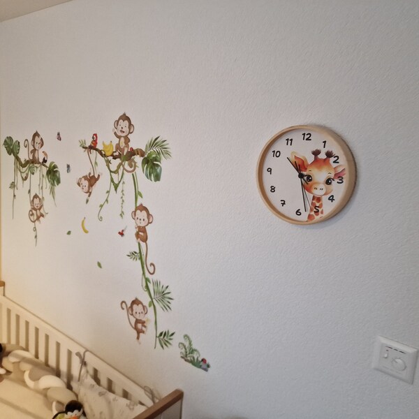 Nutural Nursery Wall Clock, Teddy Bear Clock, Cute Teddy Decor, Kids ...