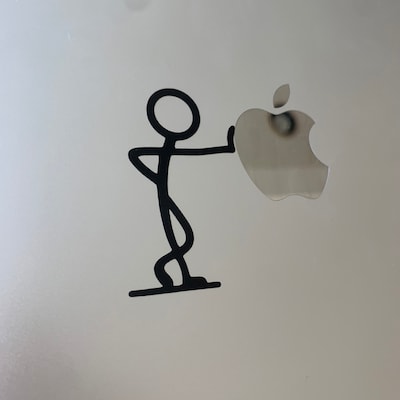 Stick Figure Leaning Mac Apple Logo Cover Laptop Vinyl Decal Sticker ...