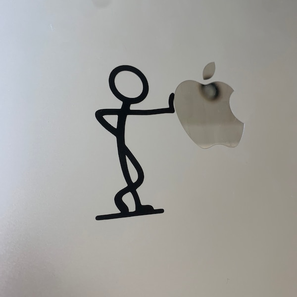 Stick Figure Leaning - Mac Apple Logo Cover Laptop Vinyl Decal Sticker ...