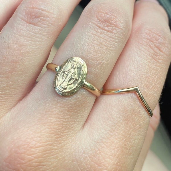 Small Mary Ring, Sterling Silver Virgin Mary Ring, Miraculous Metal ...