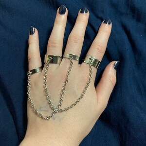 Handmade Five Finger Chain Rings Adjustable Cross Chain - Etsy