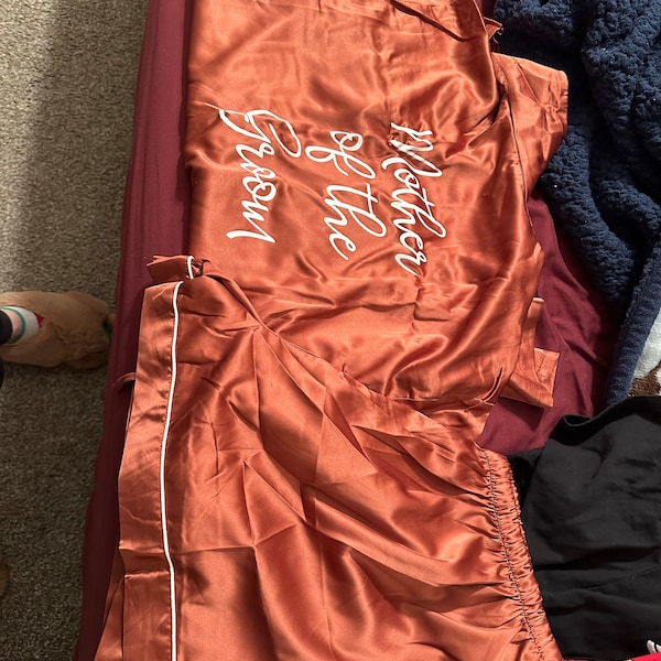 Custom Bridesmaid Pajama Set: Terracotta Satin Wedding Pjs - Etsy