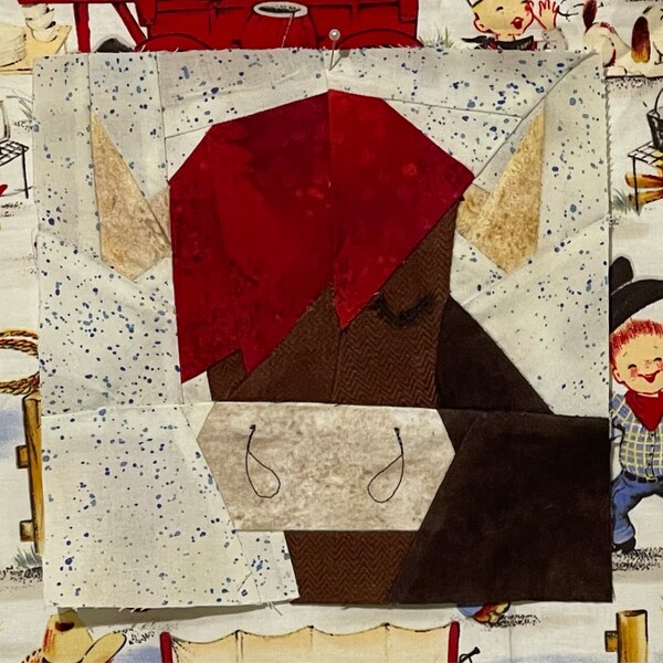 SCOTTISH COW Paper Pieced Block Pattern in PDF - Etsy