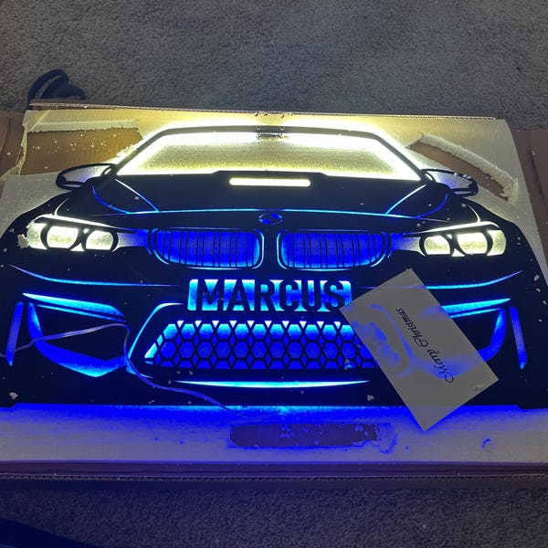 Metal LED Lighted Car Logo, Car Led Sign, Garage Accessories, Wall ...