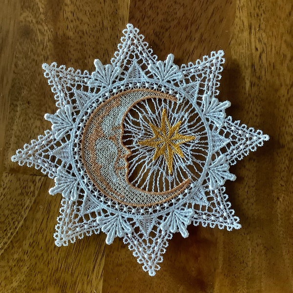 Two Designs FSL Christmas Decoration Celestial Moon With a Star ...