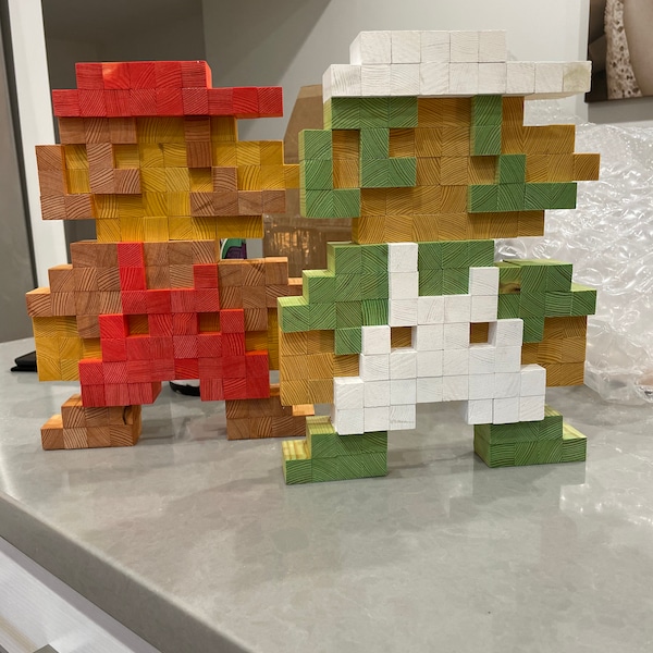 Mario 8-bit Wooden Pixel Fan Art - Etsy