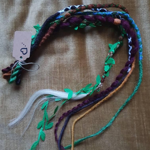 Forest Green Burgundy Ombre Synthetic Dreadlocks Braids, Boho Viking ...