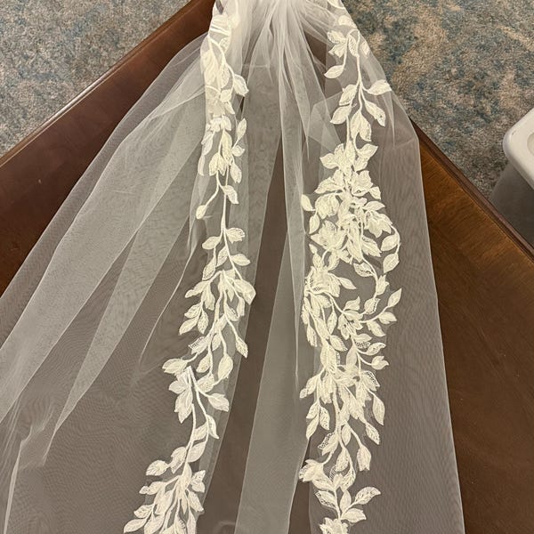 Forest Theme Wedding Veil, Forest Green Veil With Hood, Gold Lace ...