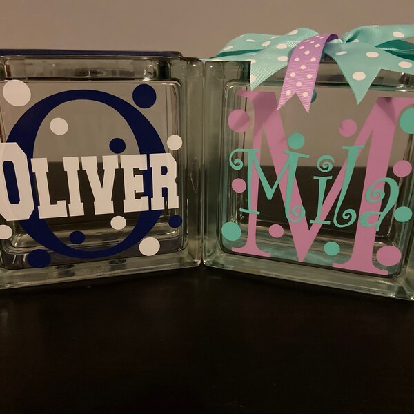 Girls Customized/personalized Glass Block Money Bank/piggy Bank (6-inch ...