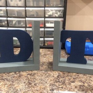 Navy Letter Bookends, Initial Bookends, Wooden Custom Bookends Custom ...