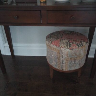 Round Pouf Stool, Bedroom Pouf, Footstool Ottoman, Tufted Stool, Piano ...