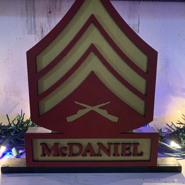 USMC Marine Corp Enlisted Rank Standing Name Plate - Military Promotion ...
