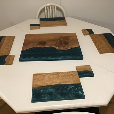 Oak & Epoxy Resin Coffee Table Pine Cone River Table Handmade Decor ...