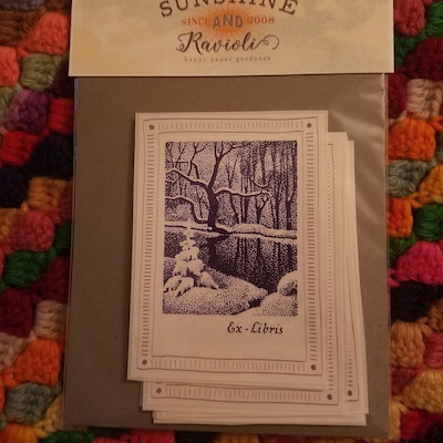 Winter Snow Bookplates Snowy Forest Bookplate Sticker Set Personalized ...
